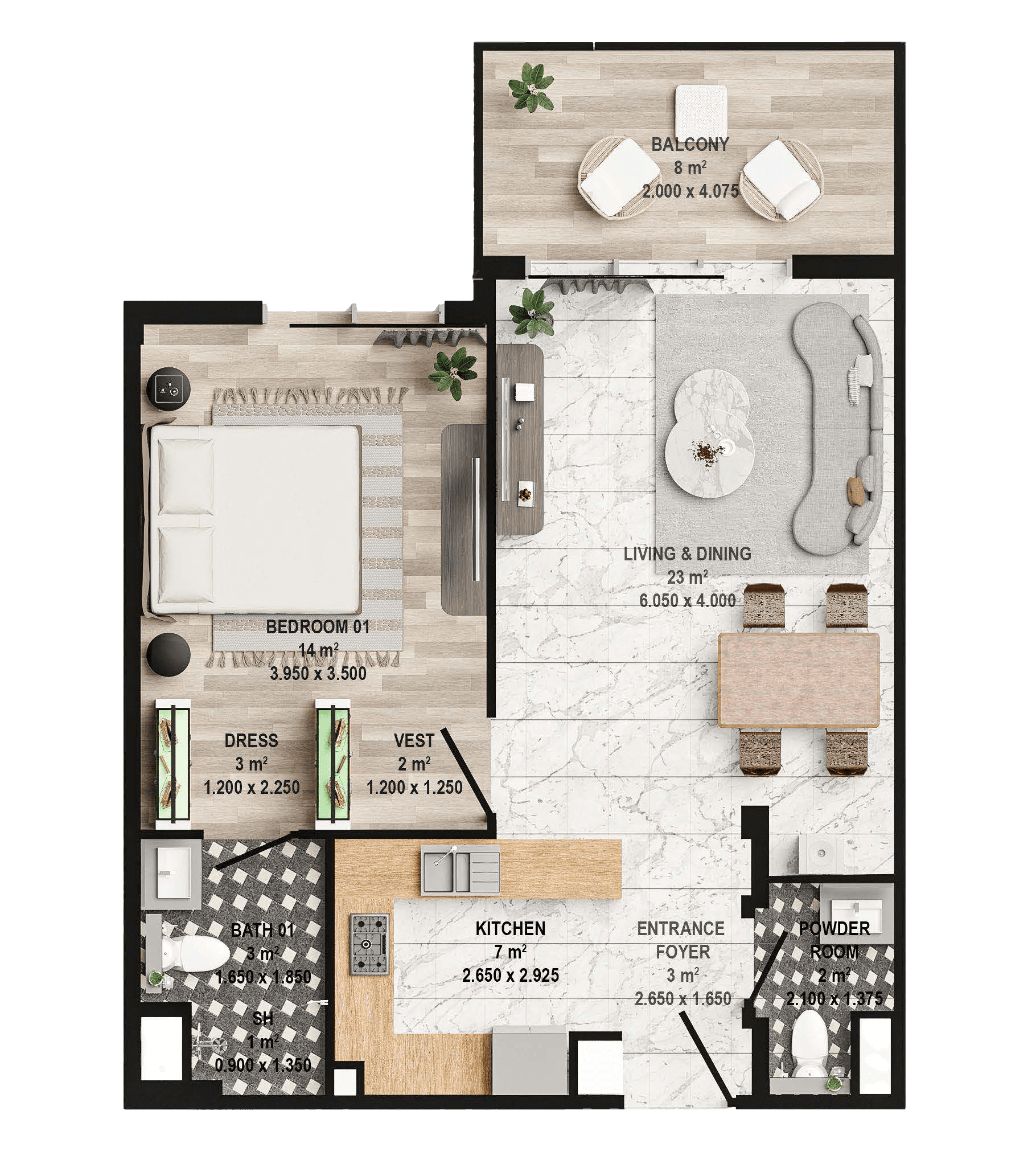 One-Bedrooms – Aura Infinte